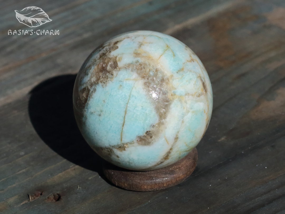 1.6 BLUE AMAZONITE SPHERE Rare Collectible Gemstone Sphere 41 Mm 1.6 In Rock Ball Amazonite With ...