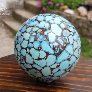 3.3 TURQUOISE MOSAIC SPHERE Collectible Gemstone Sphere 84 Mm 3.3 Inch ...