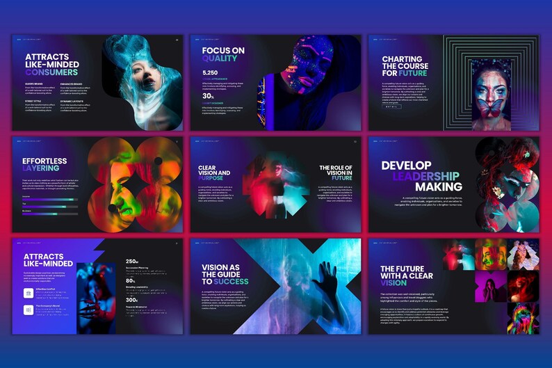 Modern Glow Powerpoint Template | Professional Dark Aesthetic ...