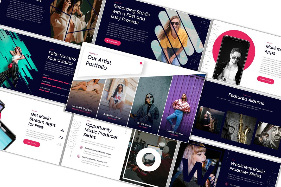 Music Media Kit Powerpoint Template | Music Producer & Studio ...