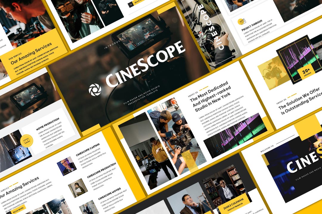 Film Maker & Movie Studio Powerpoint Template | Cinematic and ...