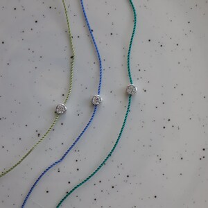 Emerald Green/blue/light Green String, Dainty Round Diamond Sterling ...