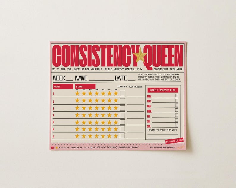 Adult Habit Tracker Star Chart – 1 Week Routine & Consistency Planner ...