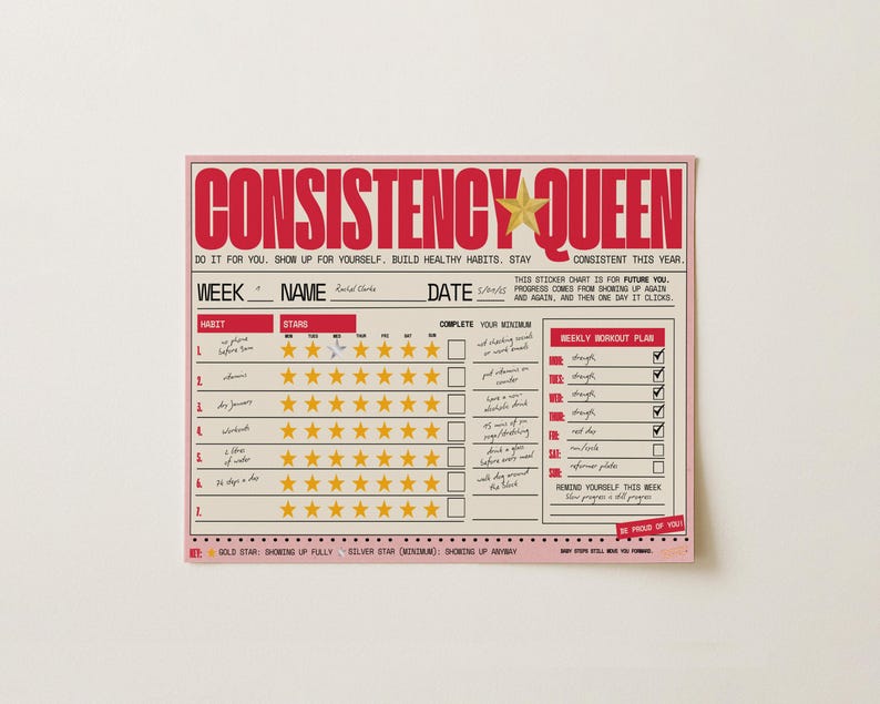 Adult Habit Tracker Star Chart – 1 Week Routine & Consistency Planner ...