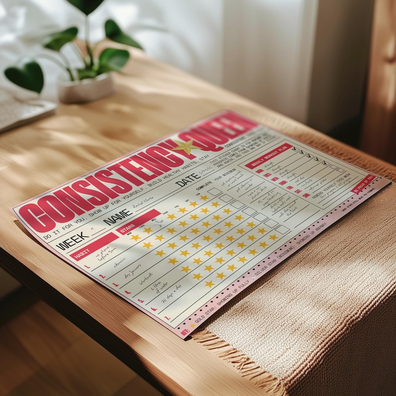 Adult Habit Tracker Star Chart – 1 Week Routine & Consistency Planner ...