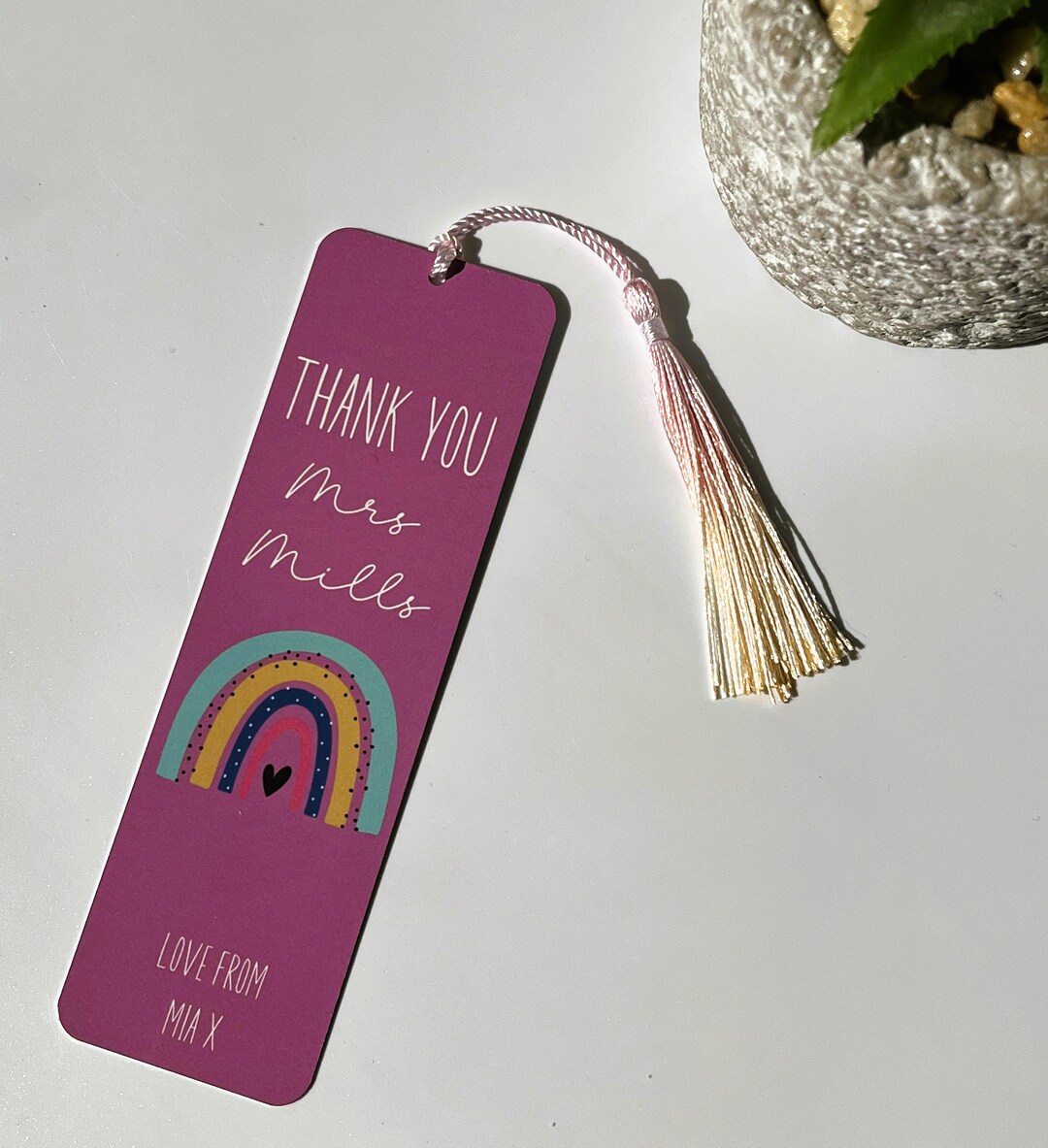 Thank You Teacher Bookmark, Thank You TA Bookmark, Personalised Teacher ...