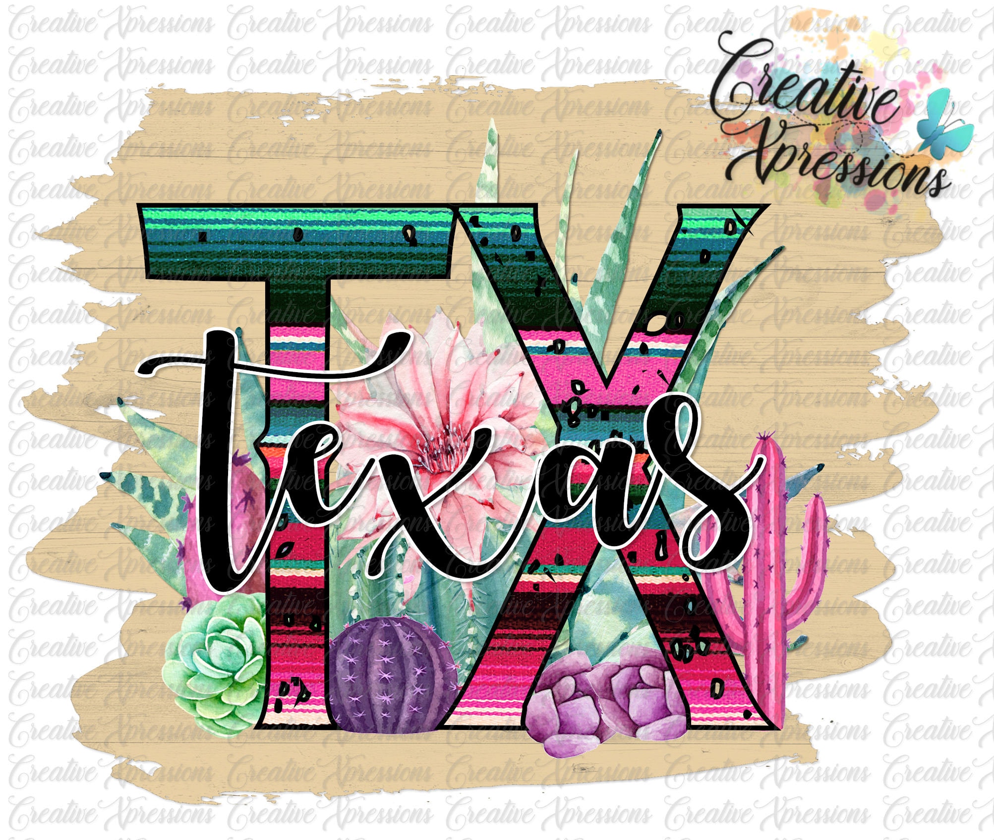 Texas TX Cactus Sublimation Design PNG Digital Download TX | Etsy