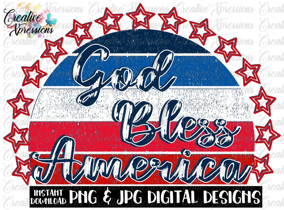 4. Juli Sublimation Design, God Bless the USA, Patriotic Digital ...