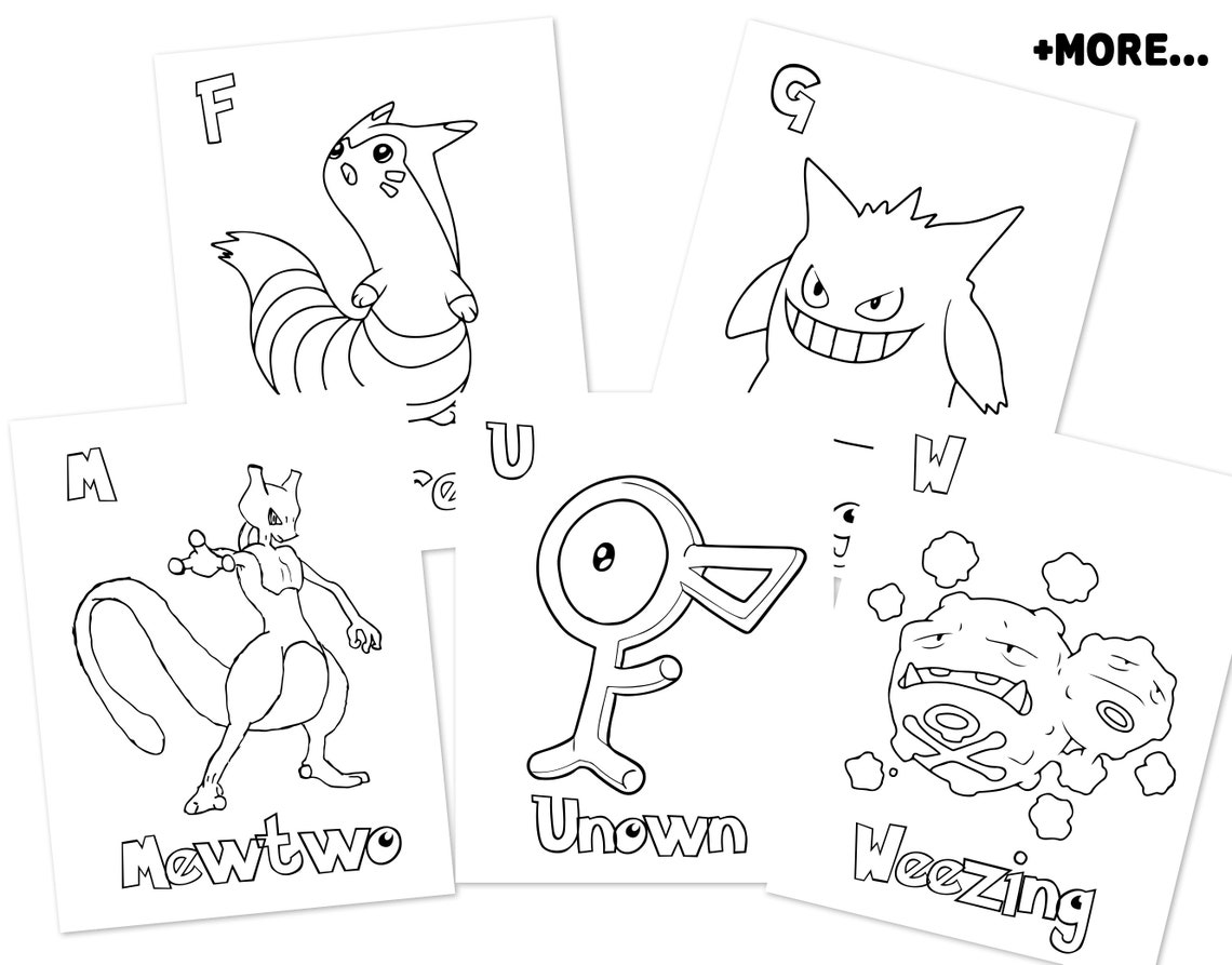 26 Pokemon ABC Coloring Pages Children Coloring Book Kids | Etsy