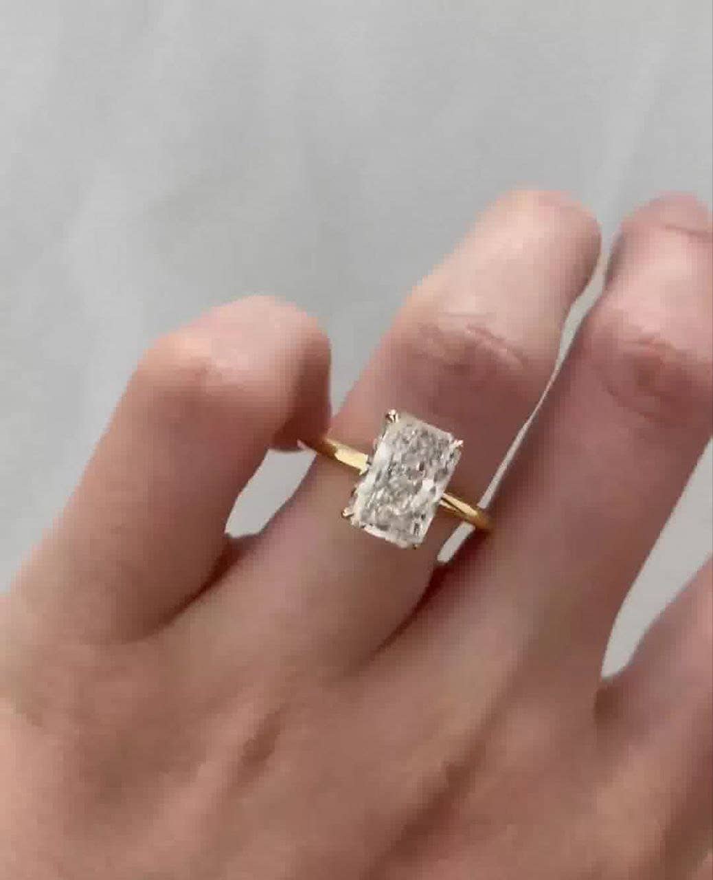 2 CT Radiant Cut Engagement Ring Moissanite Radiant Solitaire Ring ...