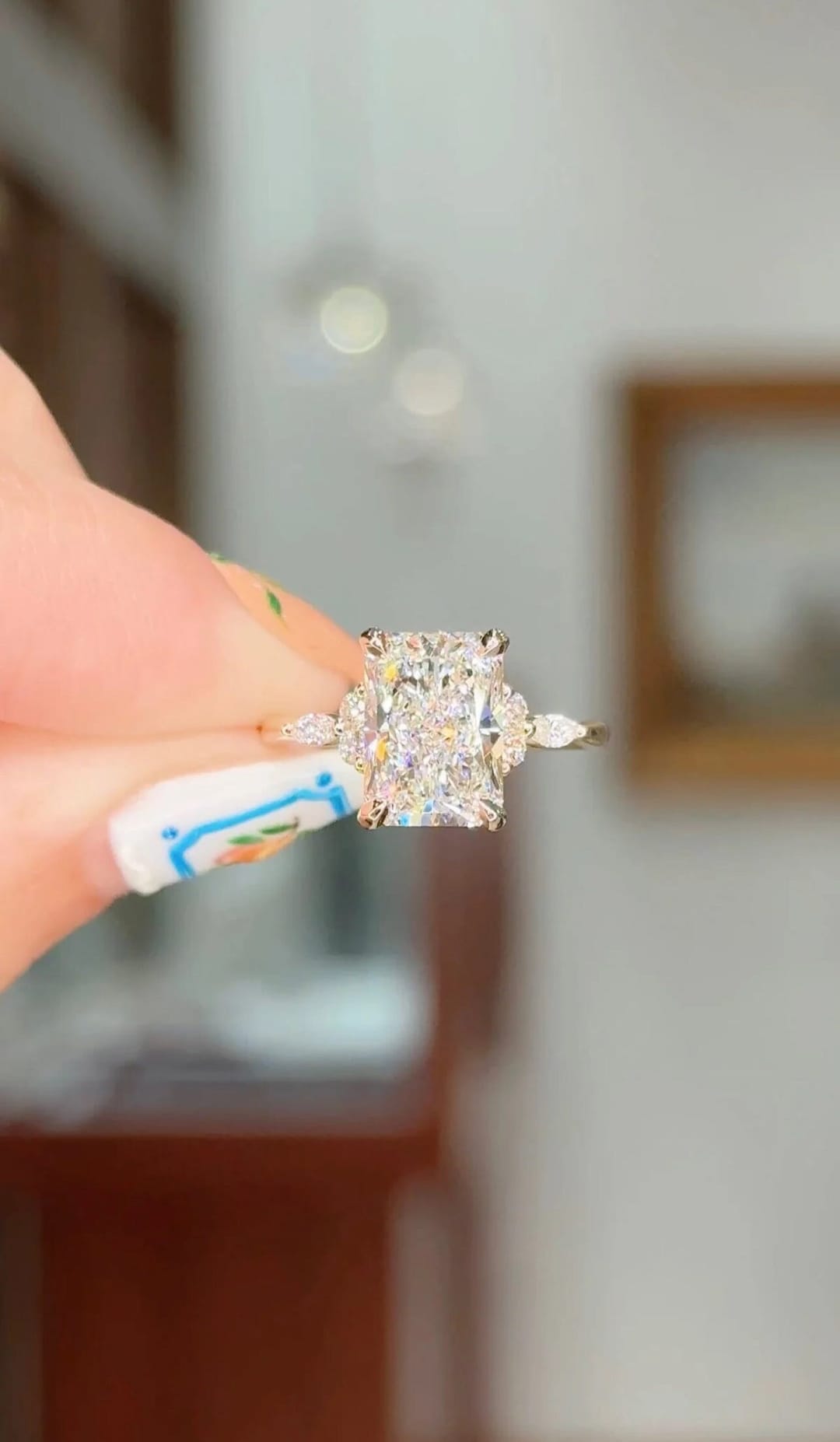 2.5 Ct Radiant Cut Engagement Ring Gold Ring Silver Ring Diamond ...