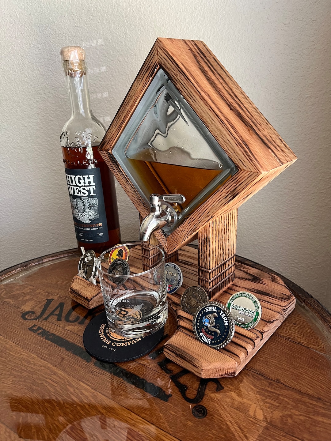 Whiskey Tap With Challenge Coin Base - Etsy