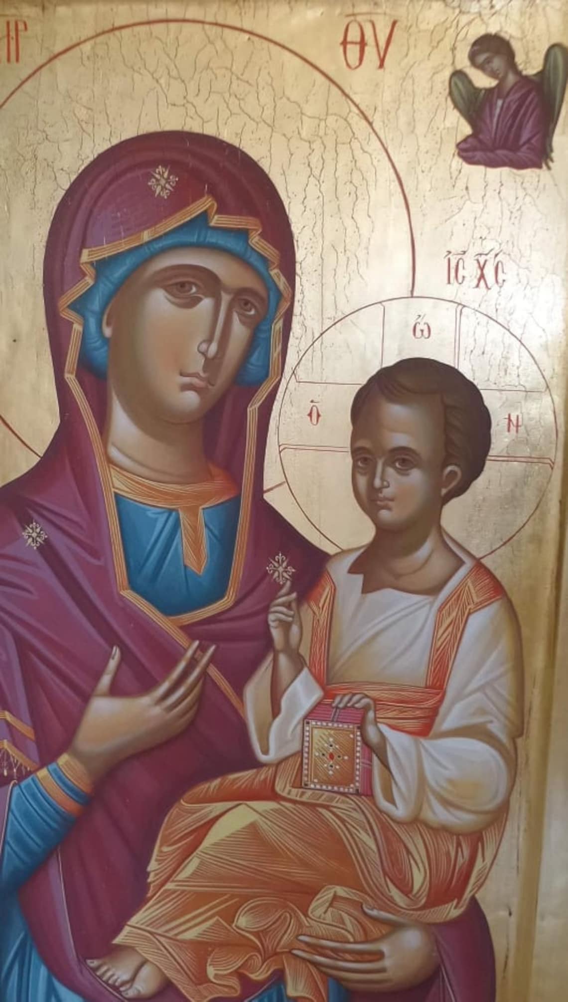 Santa Virgen María Hodegetria/Icono pintado a mano/Icono | Etsy