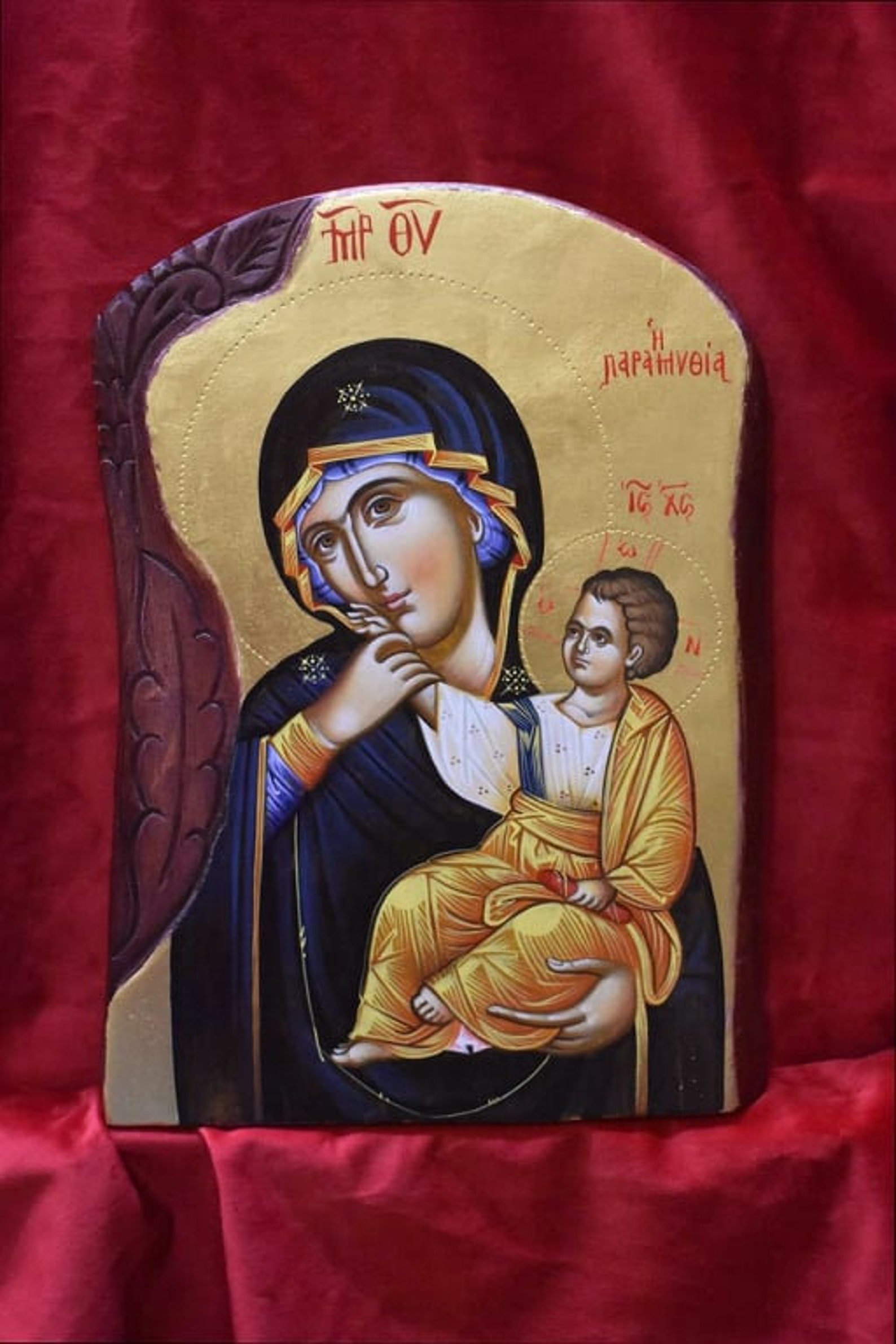 Virgin Mary Paramythia Icon/handpainted Icon/mount - Etsy