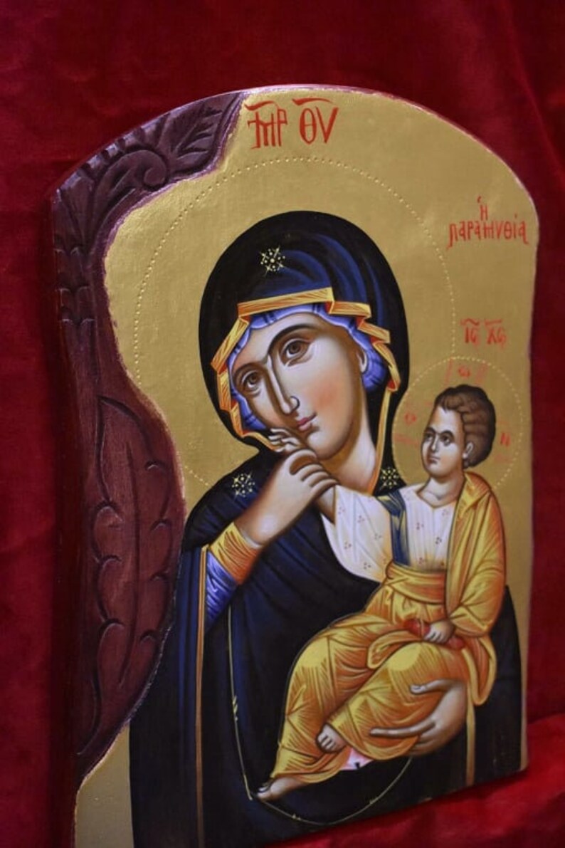 Virgin Mary Paramythia Icon/handpainted Icon/mount - Etsy