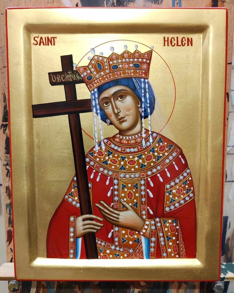 Saint Helen Icon: Hand-painted Byzantine Art With Gold Leaf/religious ...