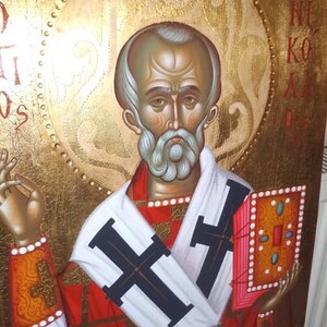 Handmade Saint Nicholas Icon: Byzantine Orthodox Art With Gold Leaf ...
