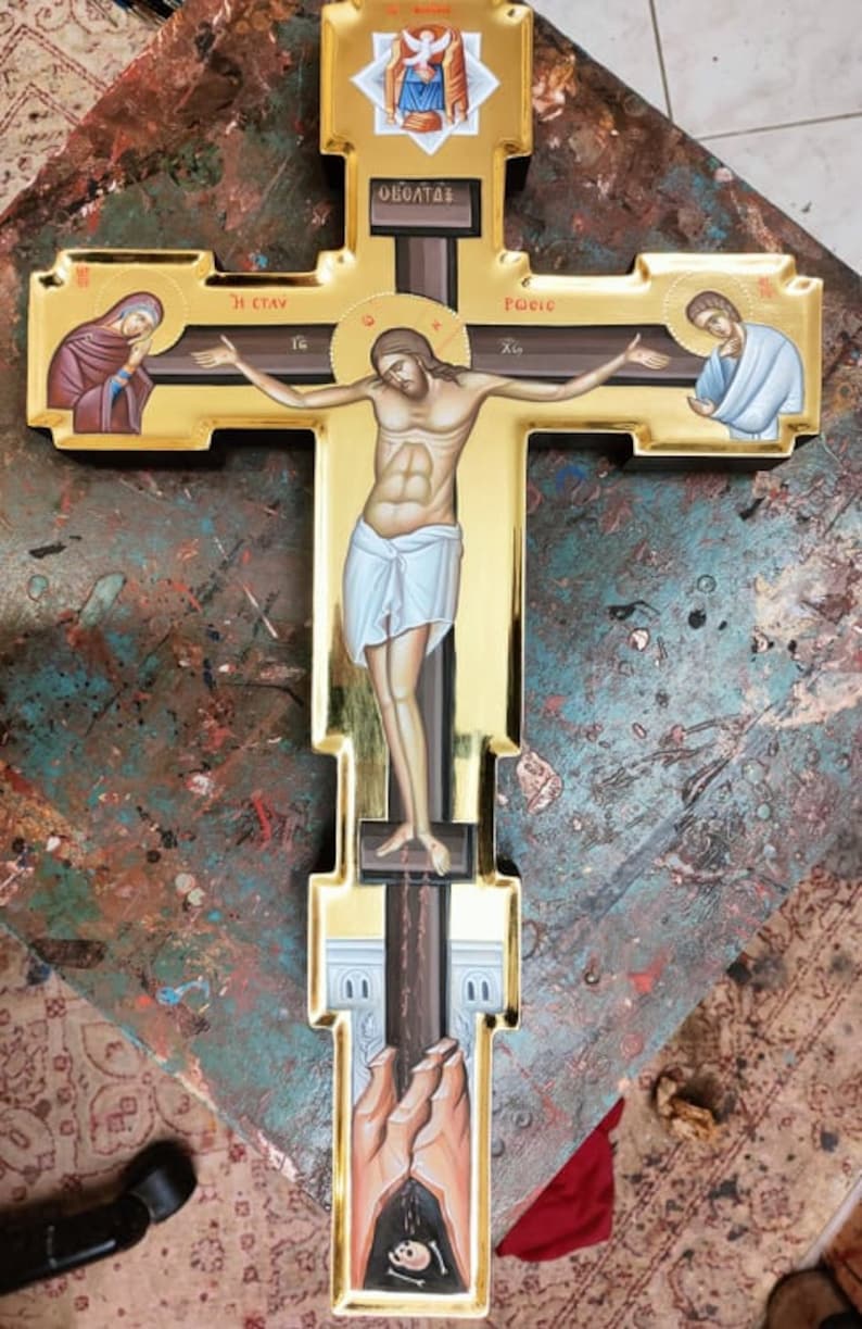 Crucifix Jesus Christ Cross Hand-painted Icon/handpainted - Etsy