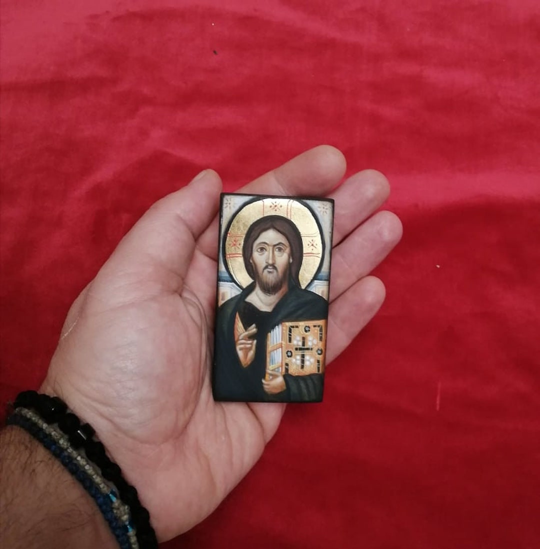 Handpainted Jesus Christ Pantocrator Icon With Gold Leaf/religious - Etsy