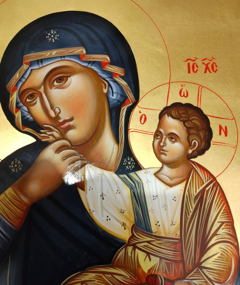 Virgin Mary Paramythia Icon/handpainted Icon/mount - Etsy