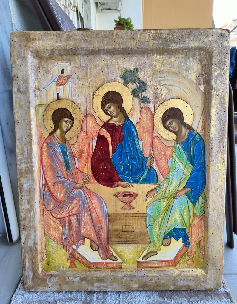 Hand-painted Holy Trinity Icon: Rublev Style Orthodox Art/religious - Etsy