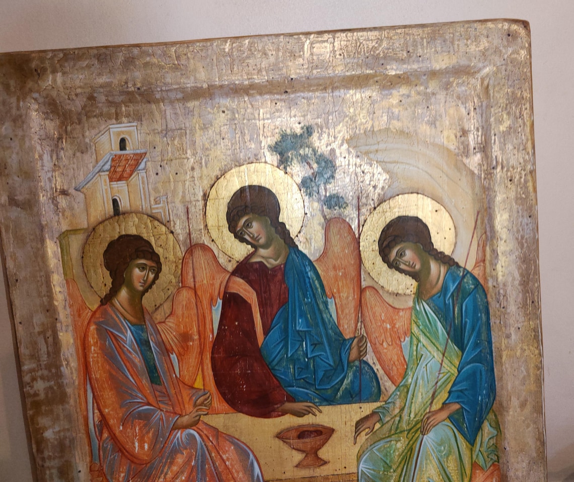 Hand-painted Holy Trinity Icon: Rublev Style Orthodox Art/religious - Etsy