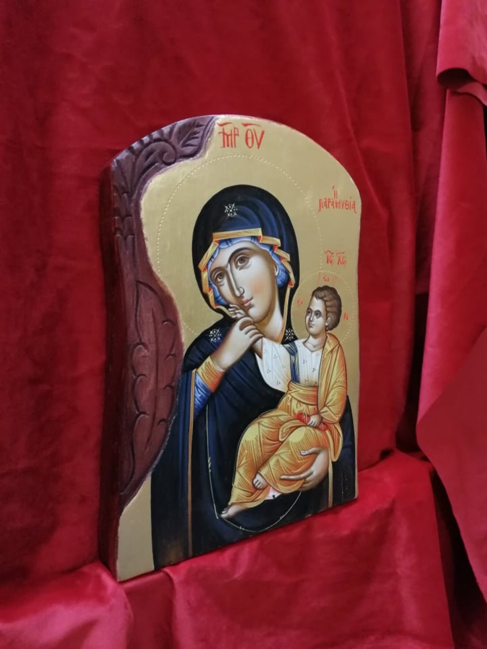 Virgin Mary Paramythia Icon/handpainted Icon/mount - Etsy
