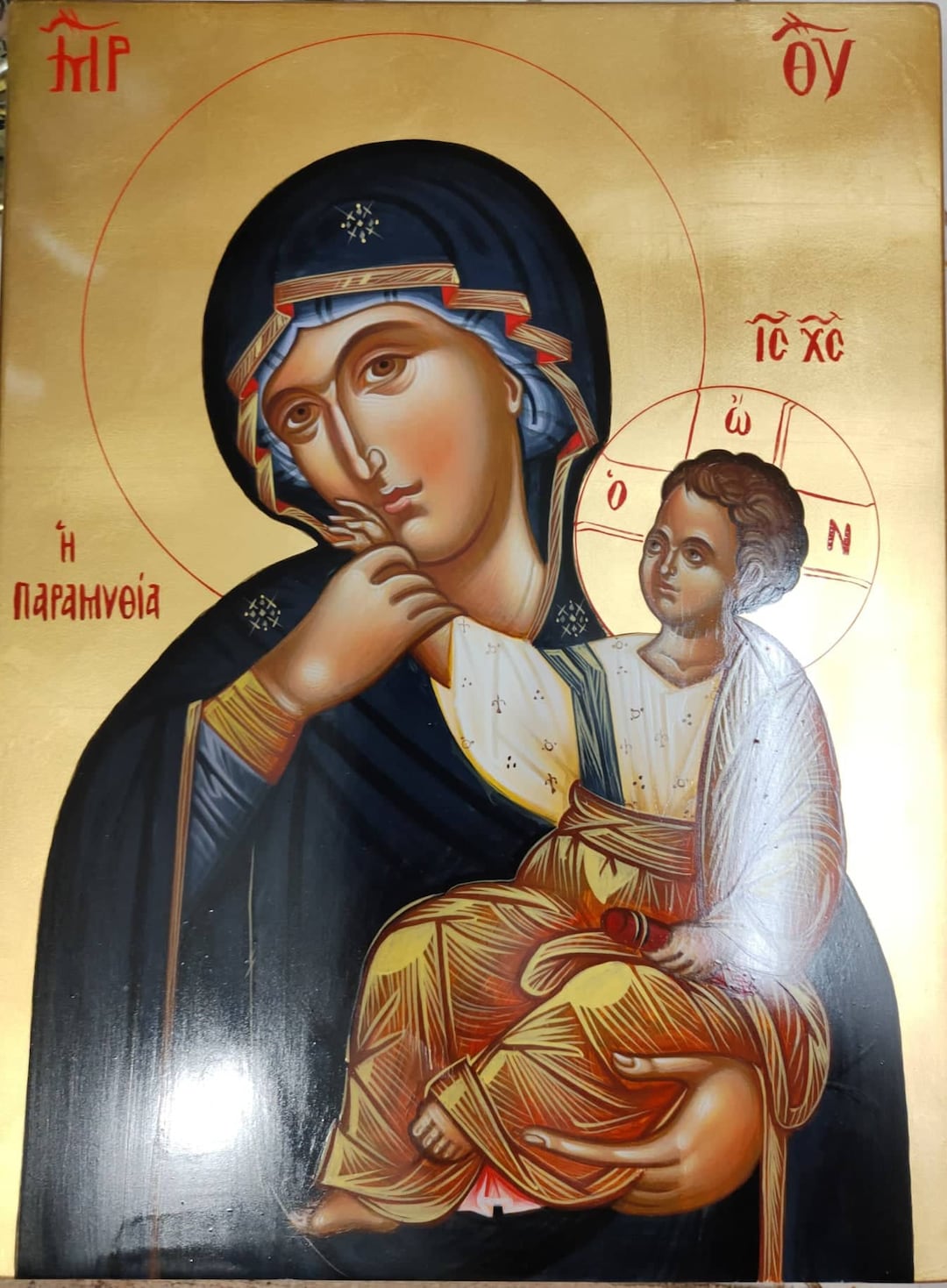 Virgin Mary Paramythia Icon/handpainted Icon/mount Athos/orthodox Icon ...