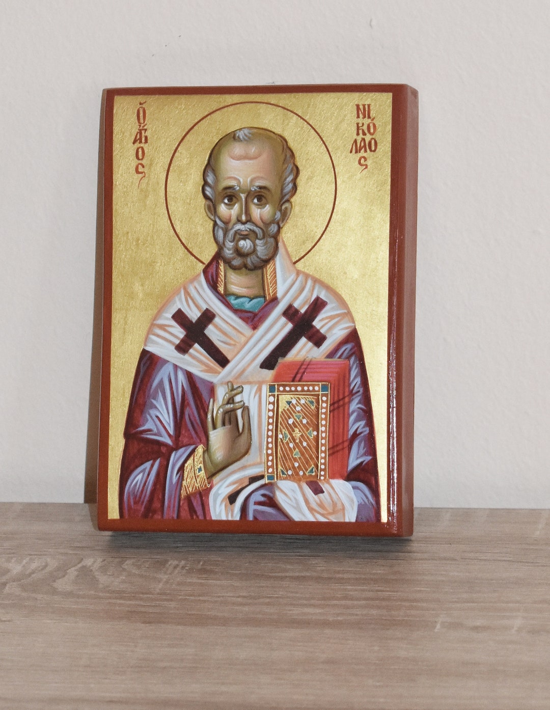 Saint Nicholas Icon/handpainted Icon/small - Etsy