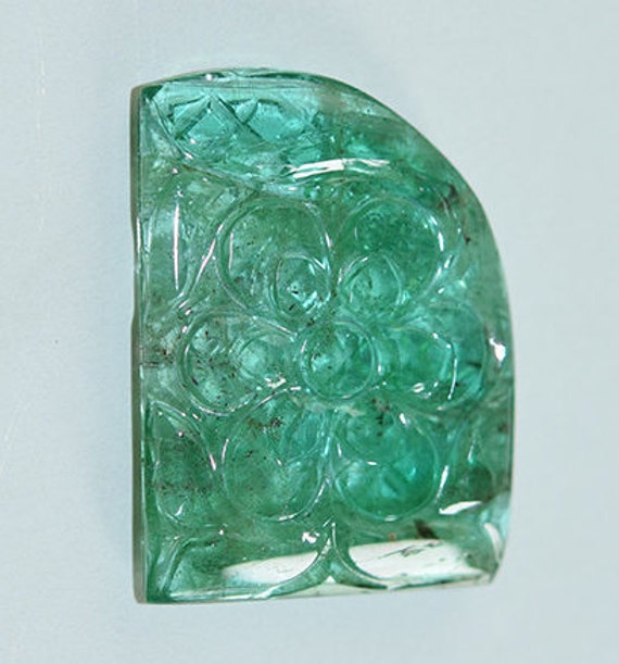 Certified 5.71Cts Natural Fancy Carving Emerald Hand Carved | Etsy