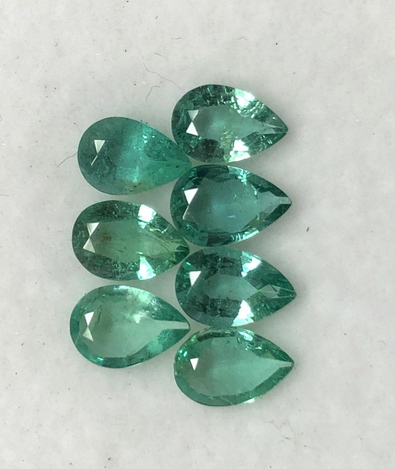 Certified 7x5mm Natural Emerald Faceted Pear Gemstone Loose Emerald ...