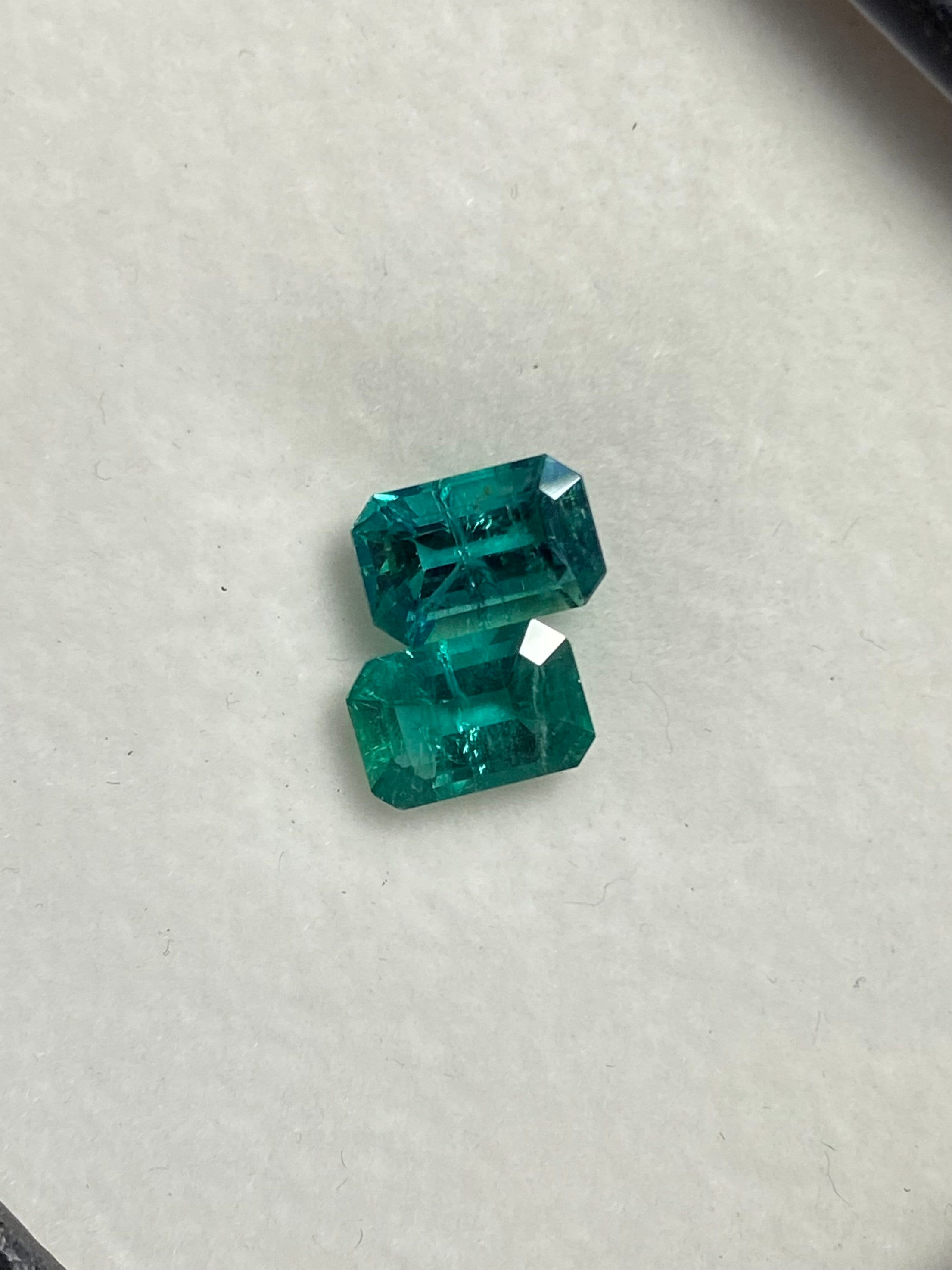 Natural Emerald Cut Pair 3.20 Carat Greenish - Blue High Luster ...