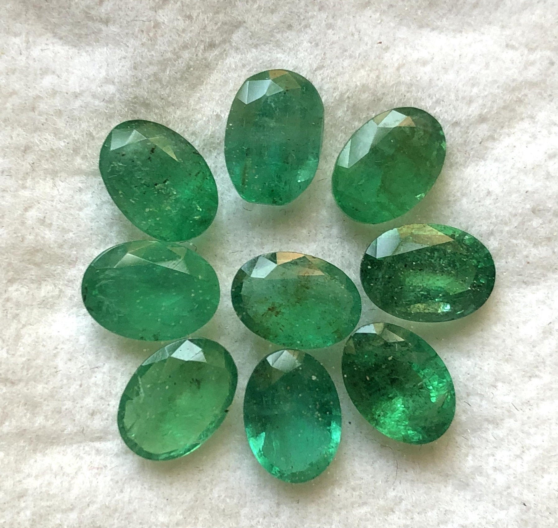 Certified 7x5mm (5 Peice)natural Emerald Faceted Oval Gemstone Loose ...