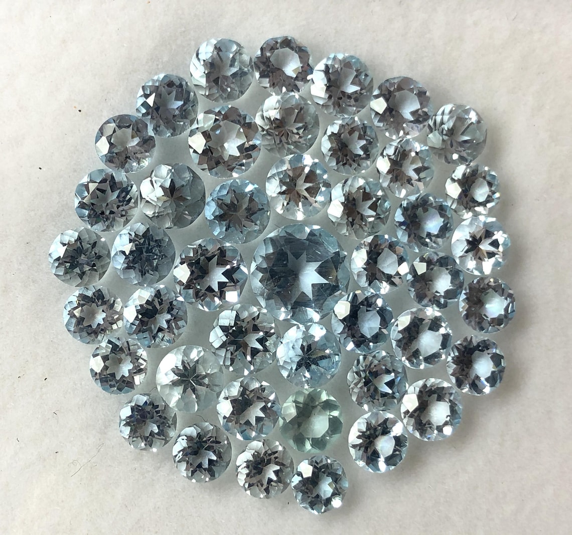Certified 4.00MM Natural Aquamarine Faceted Round Gemstone Loose ...