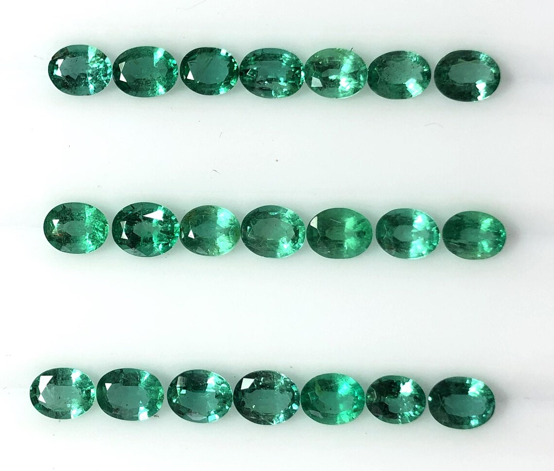 Certified 5x4MM Natural Emerald Faceted oval Gemstone Loose | Etsy
