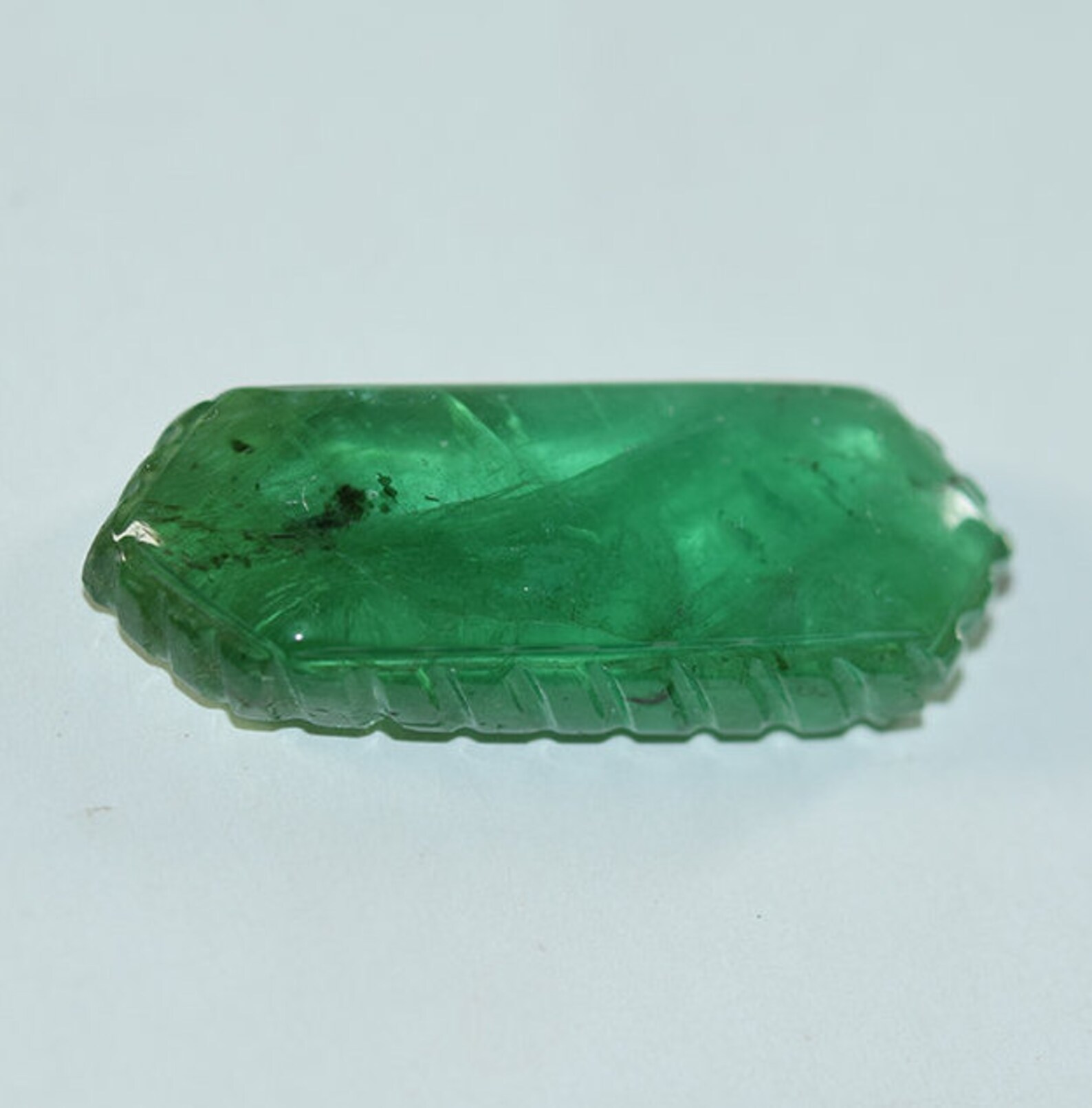 Certified 13.47Cts Natural Fancy Carving Emerald Hand Carved | Etsy