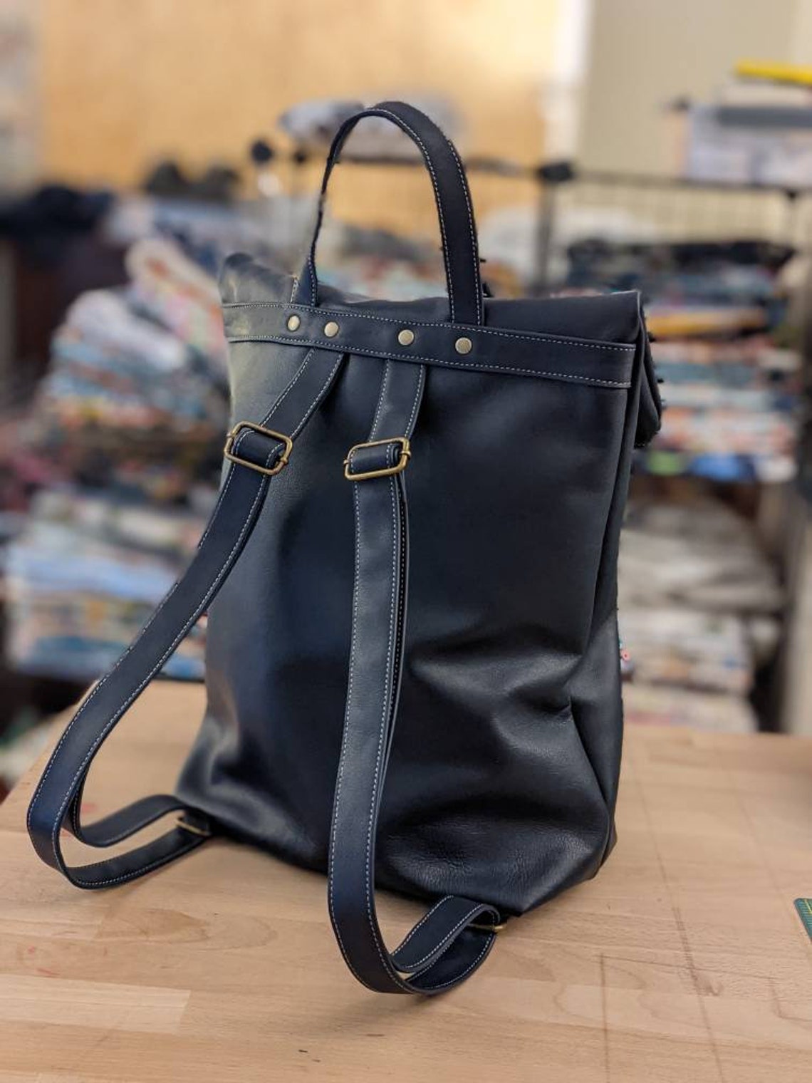 Leather Backpack Leather Rucksack Navy Leather Leather - Etsy UK