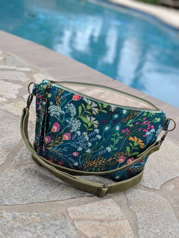 Floral Crossbody Bag Pink Crossbody Waxed Canvas Bag Floral | Etsy