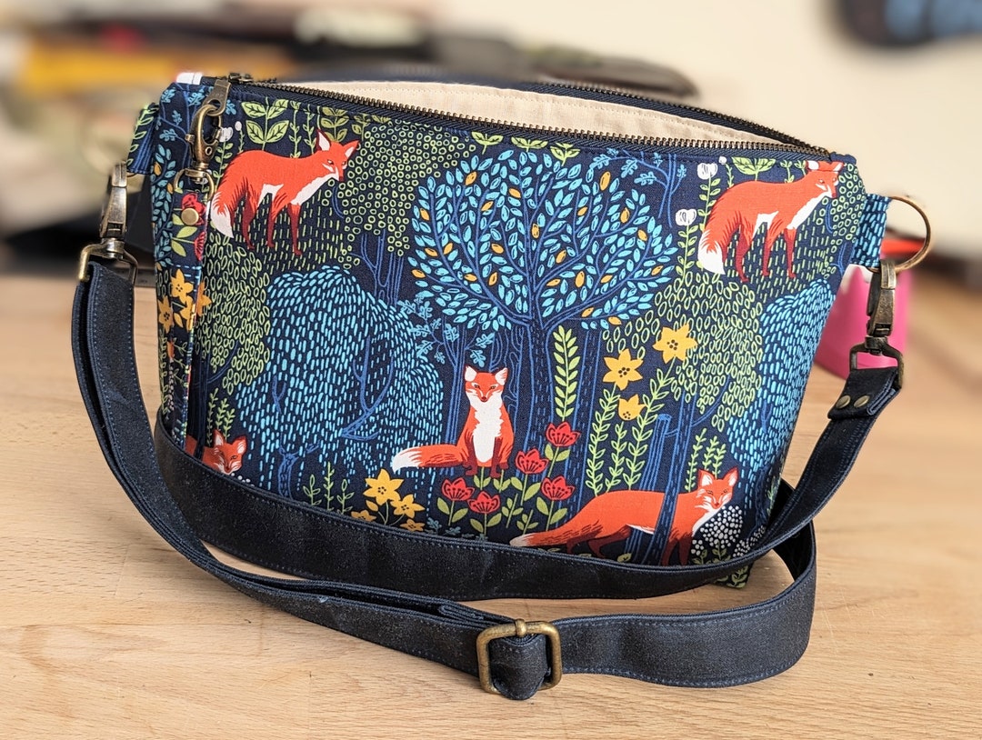 Waxed Canvas Crossbody Bag, Fox Print, Waxed Canvas, Woodland Animals ...