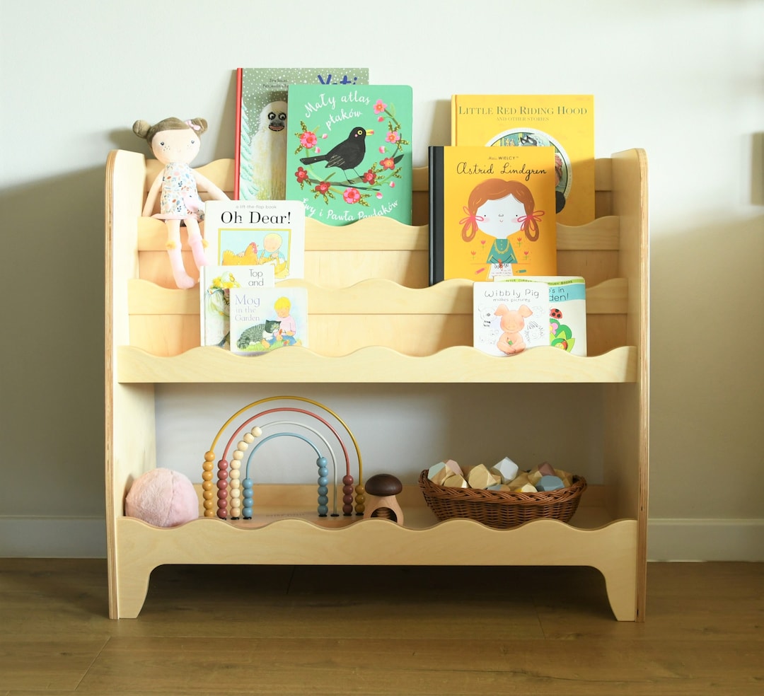 A Wooden Montessori Bookcase for Kids, Wooden Bookshelf, a Library and ...
