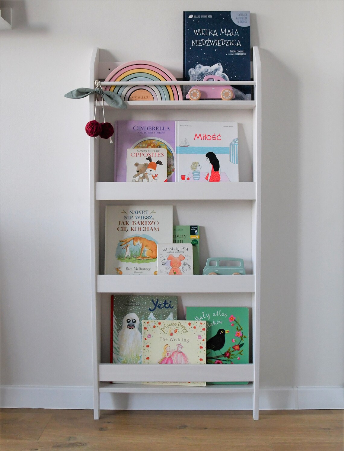 Montessori wall shallow bookcase for kids self serve book | Etsy