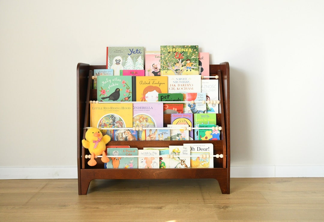 A Montessori Bookcase With Front Facing Books Covers in Dark - Etsy