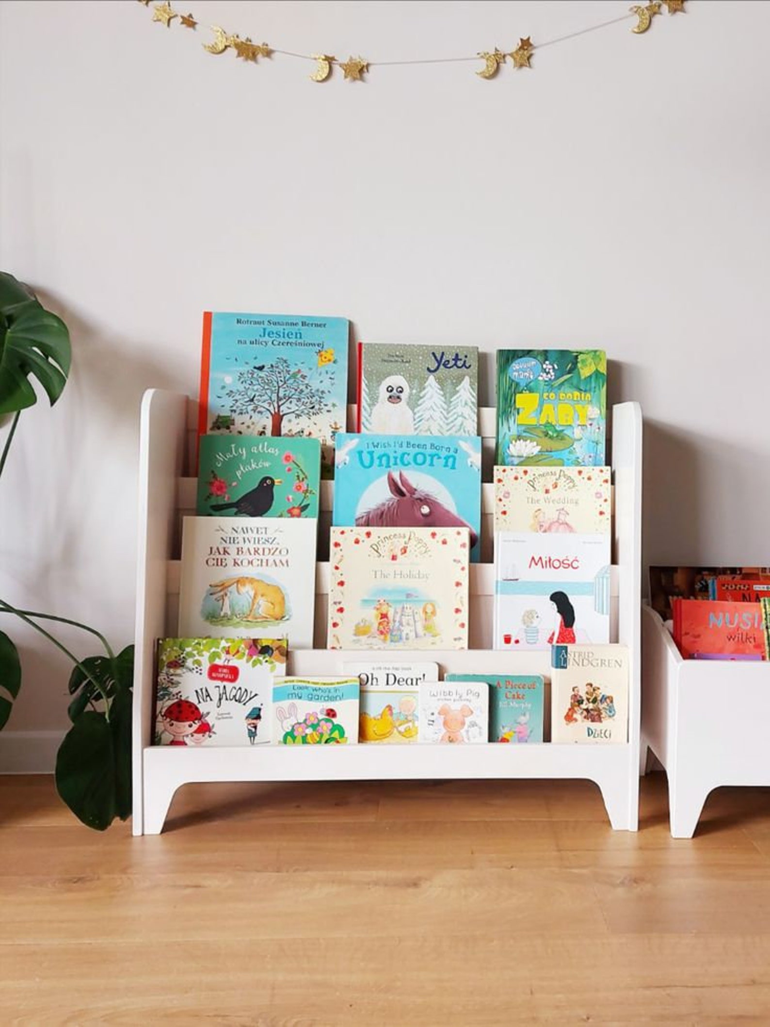 Montessori Bookcase, Plywood Bookshelf With Back Storage, White Library ...