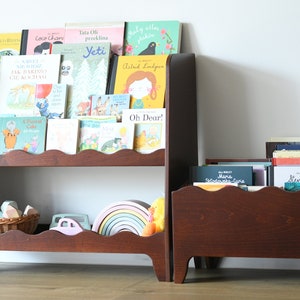 A Front Facing, Montessori Bookcase for Children, in Dark Brown Stain ...