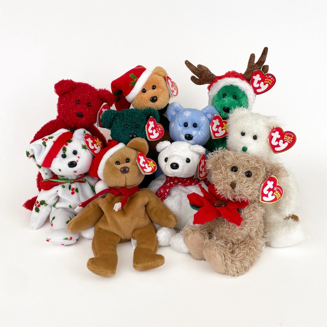 Vintage TY "holiday Teddy" Bears // Christmas-themed Beanie Babies From ...