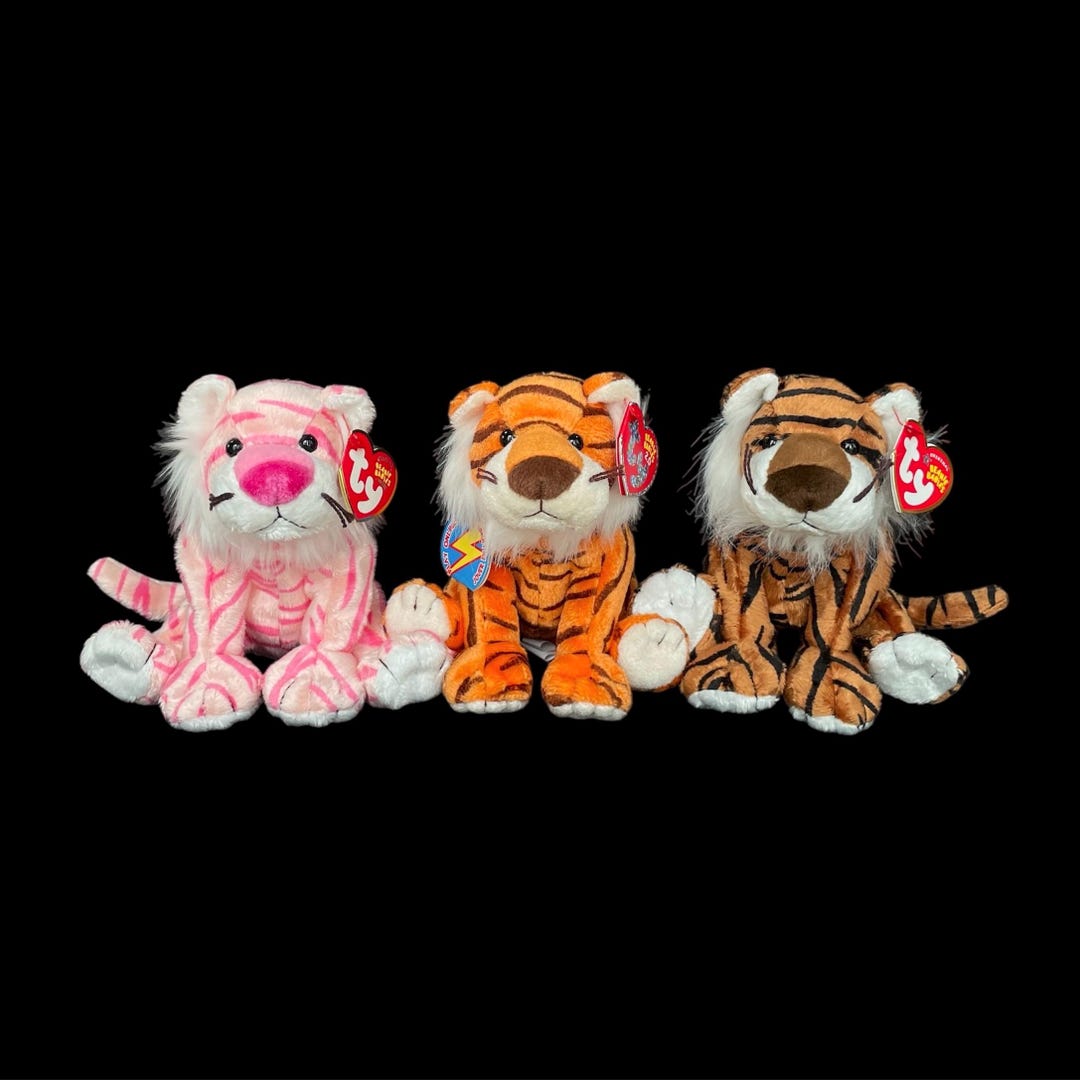 Vintage TY Beanie Baby Tigers // CHOOSE FROM: "mystique" the Pink Tiger ...