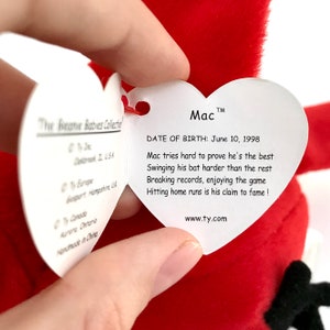 Vintage TY "mac" the Cardinal (1998) Beanie Baby - Etsy
