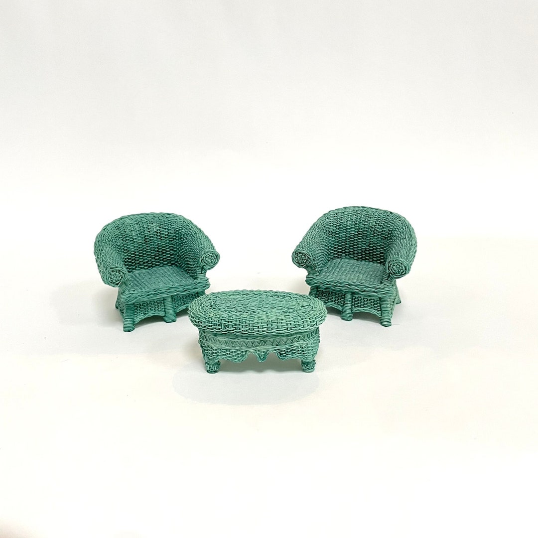 Vintage 1980s Miniature Wicker-style Furniture by Charison - Etsy