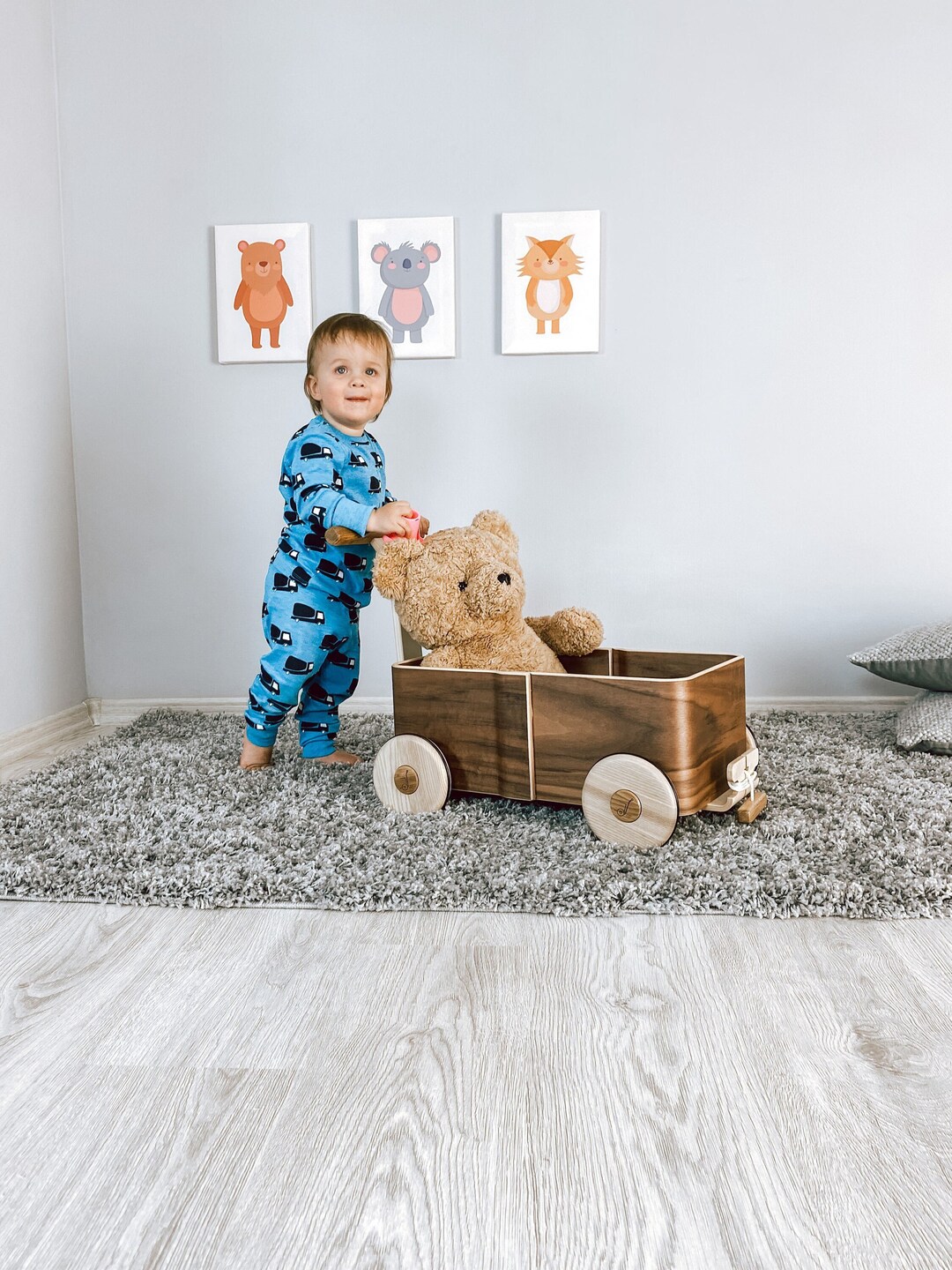 Personalized Toy Box Wooden Toy Box Walker Wagon. Kids Storage - Etsy