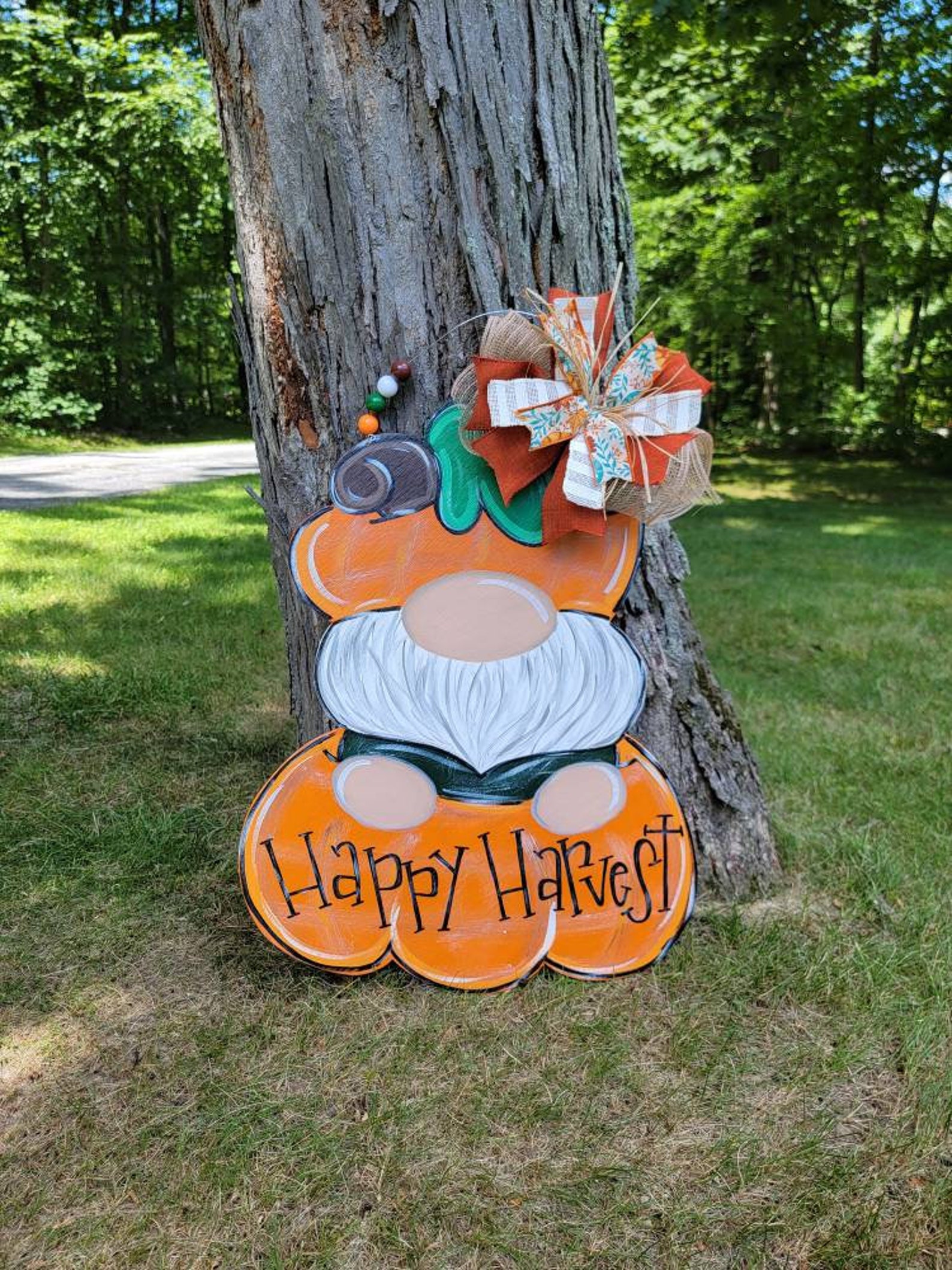 Happy Harvest Sign, Fall Gnome Door Hanger, Autumn Door Decor, Fall ...